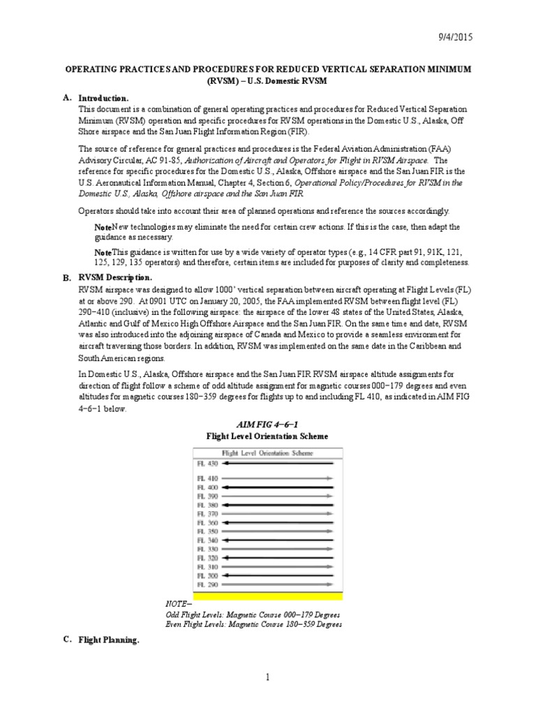 RVSM Operating Practices and Procedures 11-18-2015 | PDF | Air Traffic ...