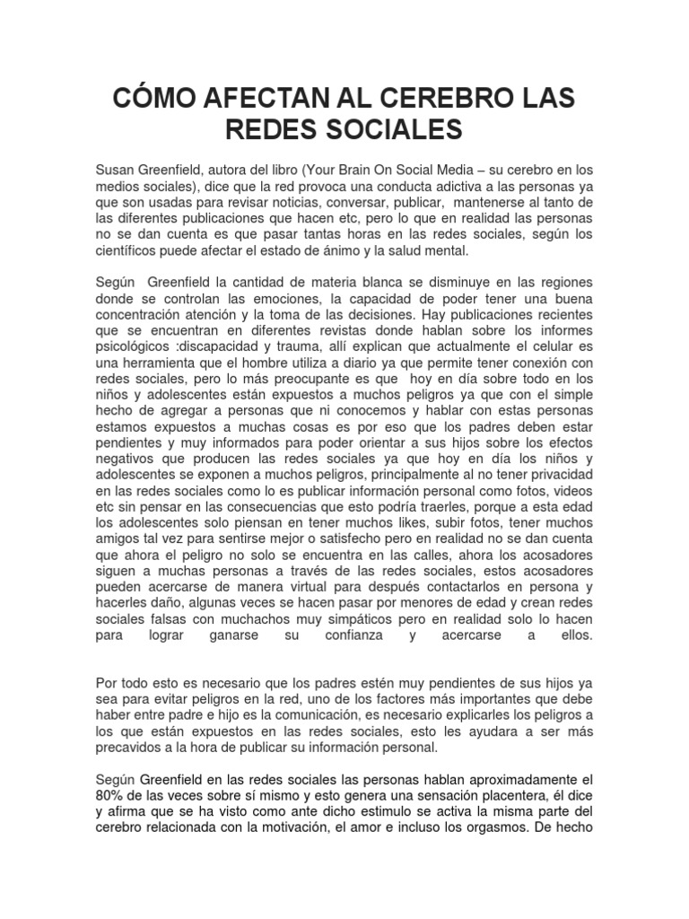 Impacto de las redes sociales en el cerebro | PDF | Servicio de redes ...