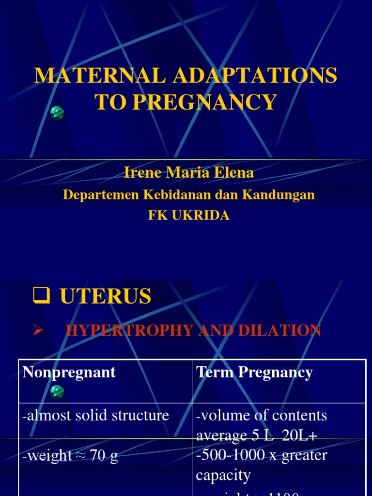 Maternal Adaptations To Pregnancy: Irene Maria Elena | PDF ...