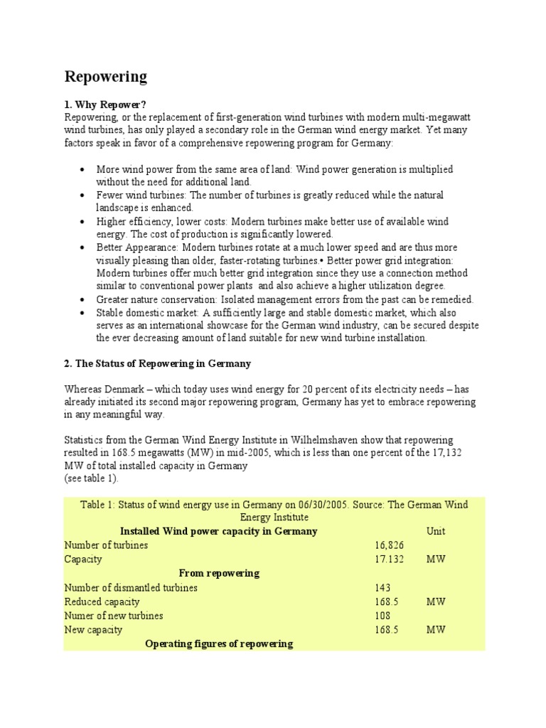 Repowering: 1. Why Repower? | PDF | Wind Power | Wind Turbine