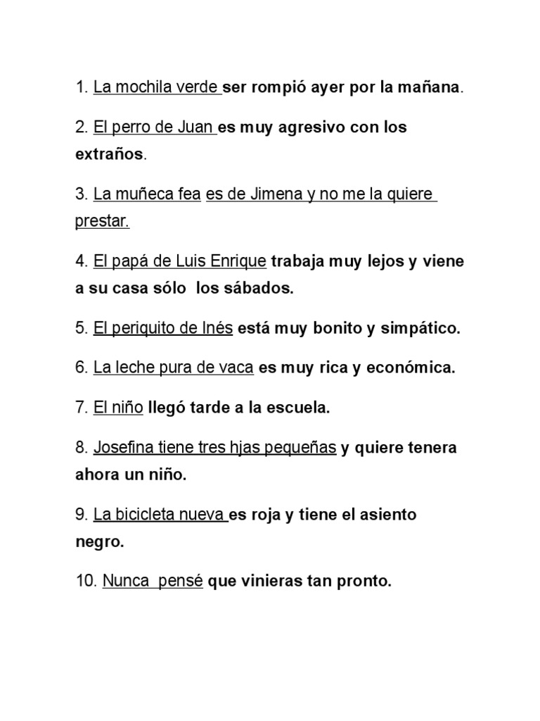 Oraciones Sujeto y Predicado | PDF