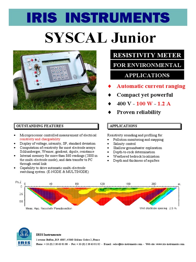Syscal Junior Standard Resistivitymeter | PDF | Battery (Electricity) | Electrical Resistivity ...