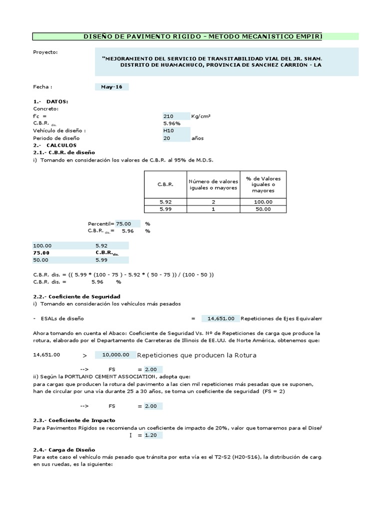 Diseño de Pavimento Rígido Método Mecanístico - Empirico AASHTO 98 ...