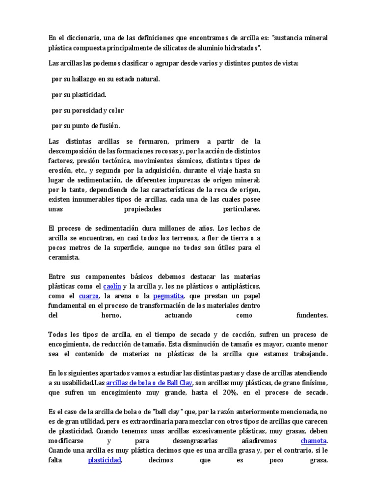 Definición y Tipos de Arcilla | PDF | Arcilla | Cerámica