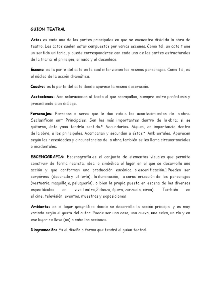 GUION TEATRAL | Teatro | Artes escénicas