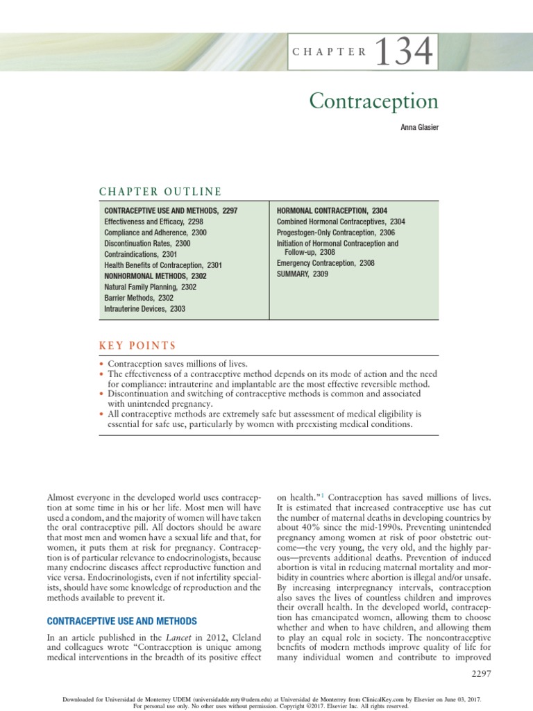 Contraception PDF | Birth Control | Combined Oral Contraceptive Pill