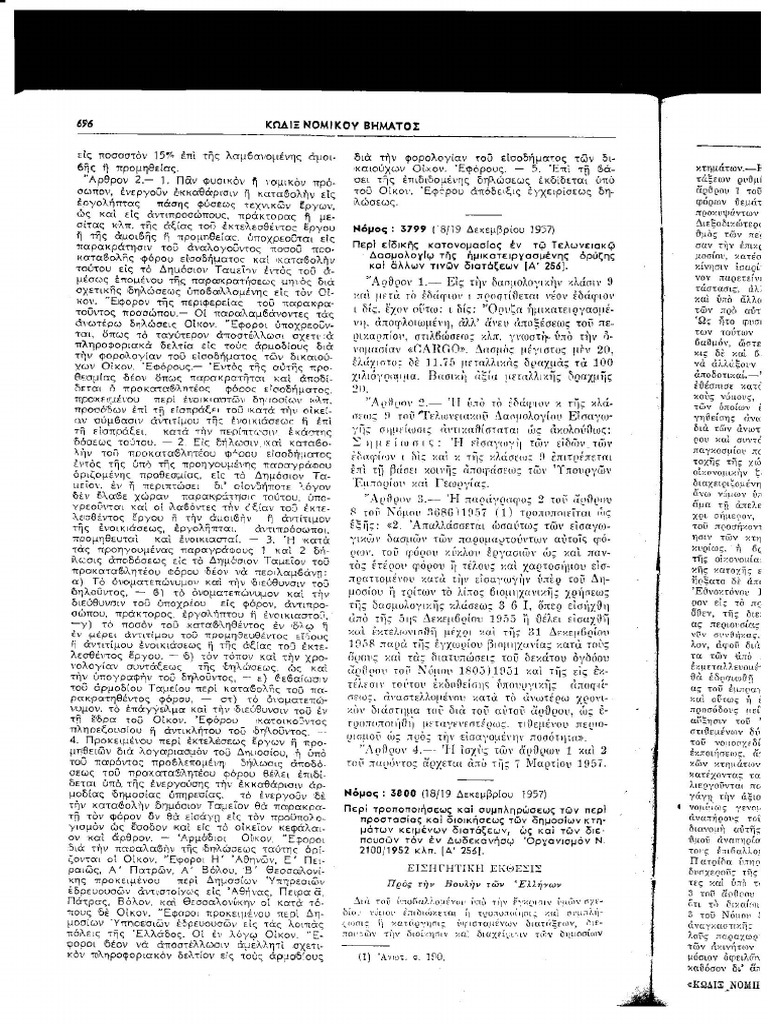 ΑΙΤΙΟΛΟΓΙΚΗ ΕΚΘΕΣΗ Ν. 3800 1957 | PDF
