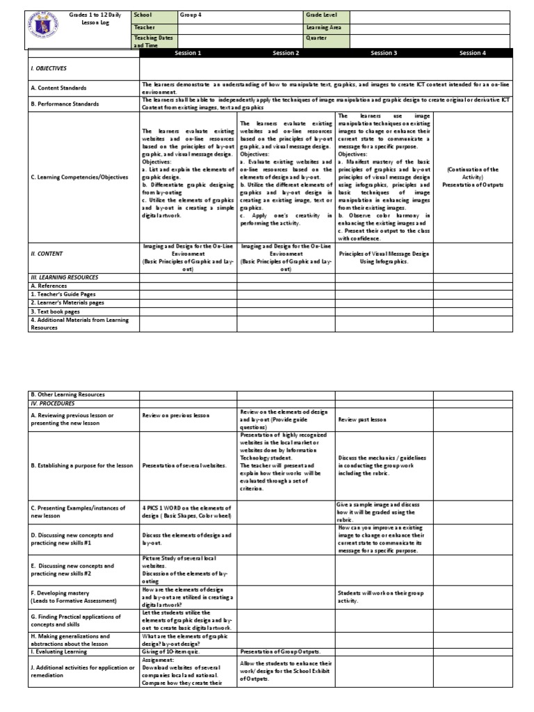 Session 1 Session 2 Session 3 Session 4: I. Objectives | PDF | Graphics ...