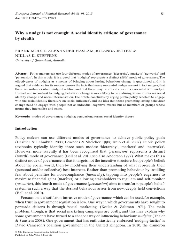 S14 - B Mols F. Why Nudge Is Not Enough | PDF | Norm (Social ...