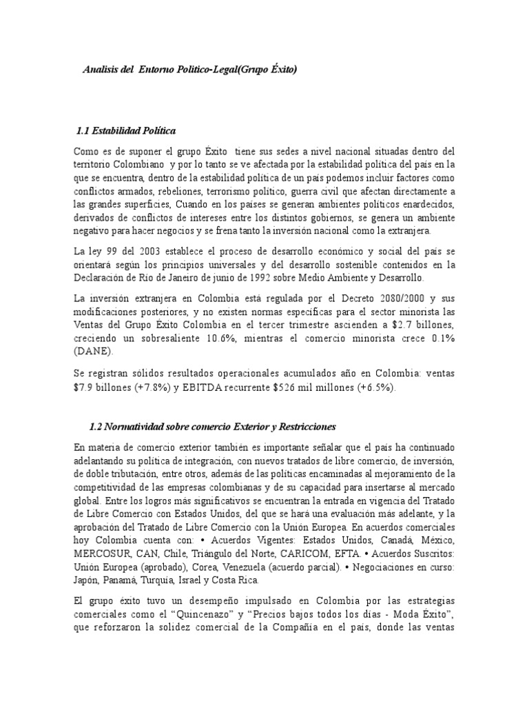 Analisis Del Entorno Politico | PDF | Colombia | Los consumidores