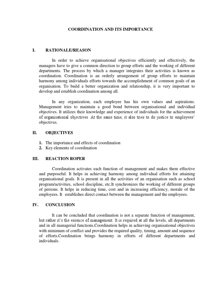 Importance of Coordination in Management | PDF | Goal | Employment