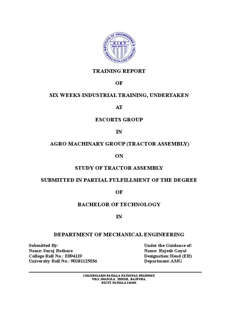 Training Report | PDF | Internal Combustion Engine | Systems Engineering