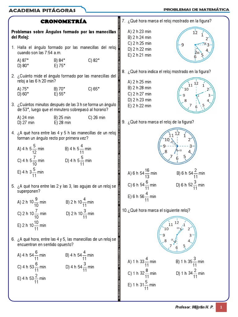 Practica - Cronometría Relojes | PDF | Reloj | Hora