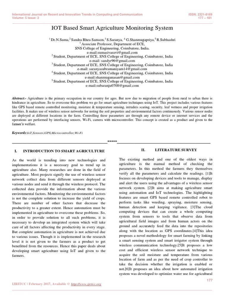 IOT Based Smart Agriculture Monitoring System | Internet Of Things ...