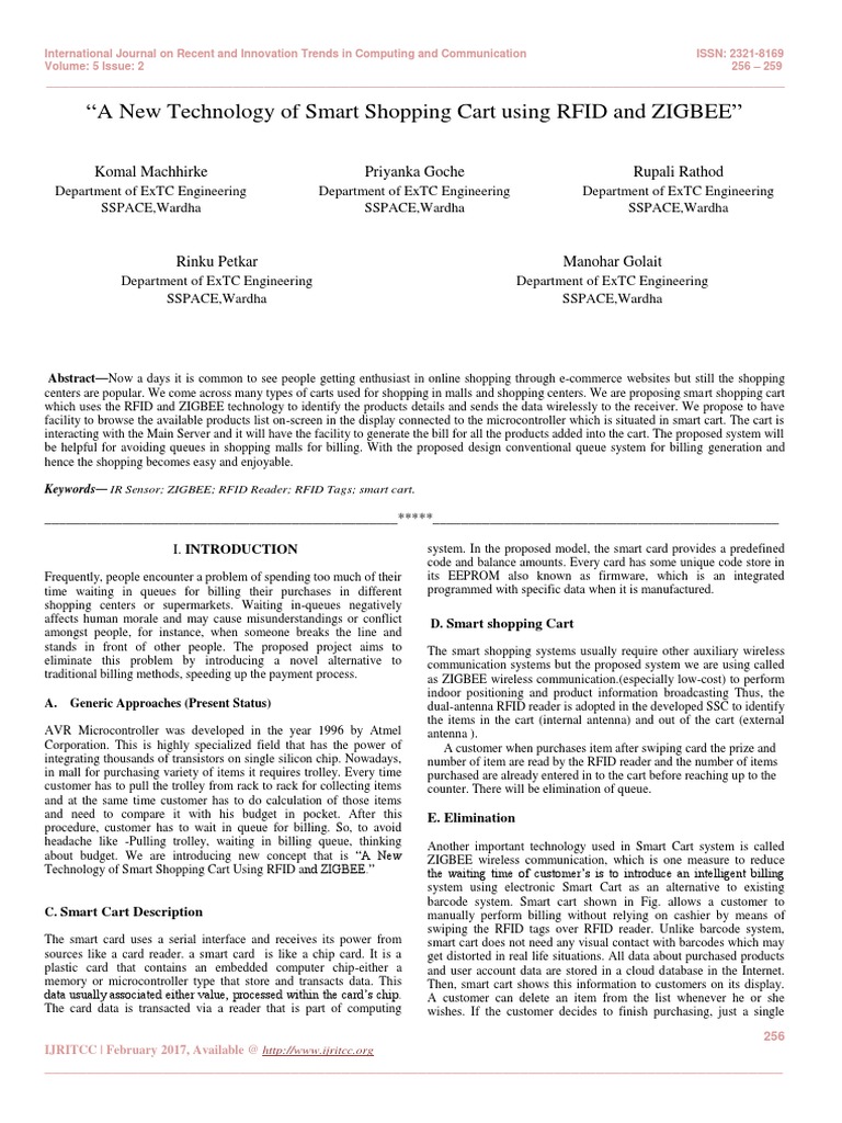 A New Technology of Smart Shopping Cart Using RFID and ZIGBEE | PDF ...