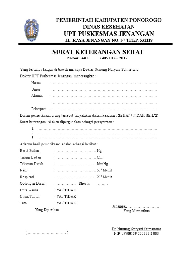 Surat Sehat Dokter | PDF