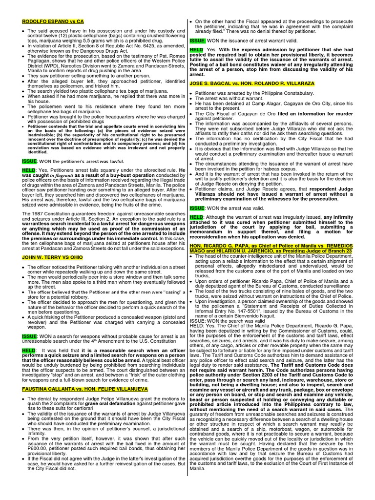 Search and Seizure Digest | PDF | Search And Seizure | Search Warrant