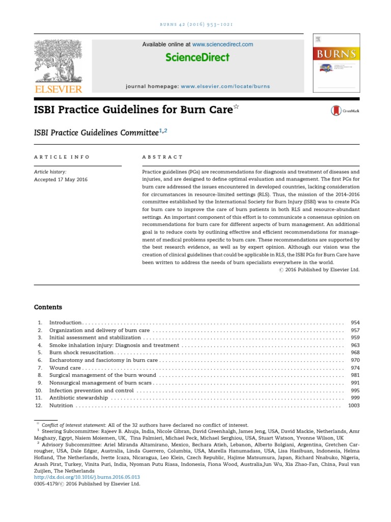 ISBI Guidelines For Burn Care | PDF | Burn | Evidence Based Medicine
