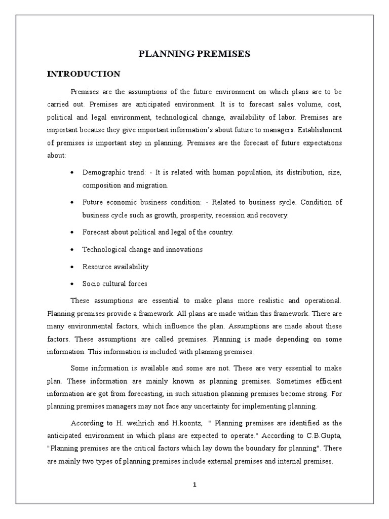 Planning Premises | Download Free PDF | Strategic Management ...