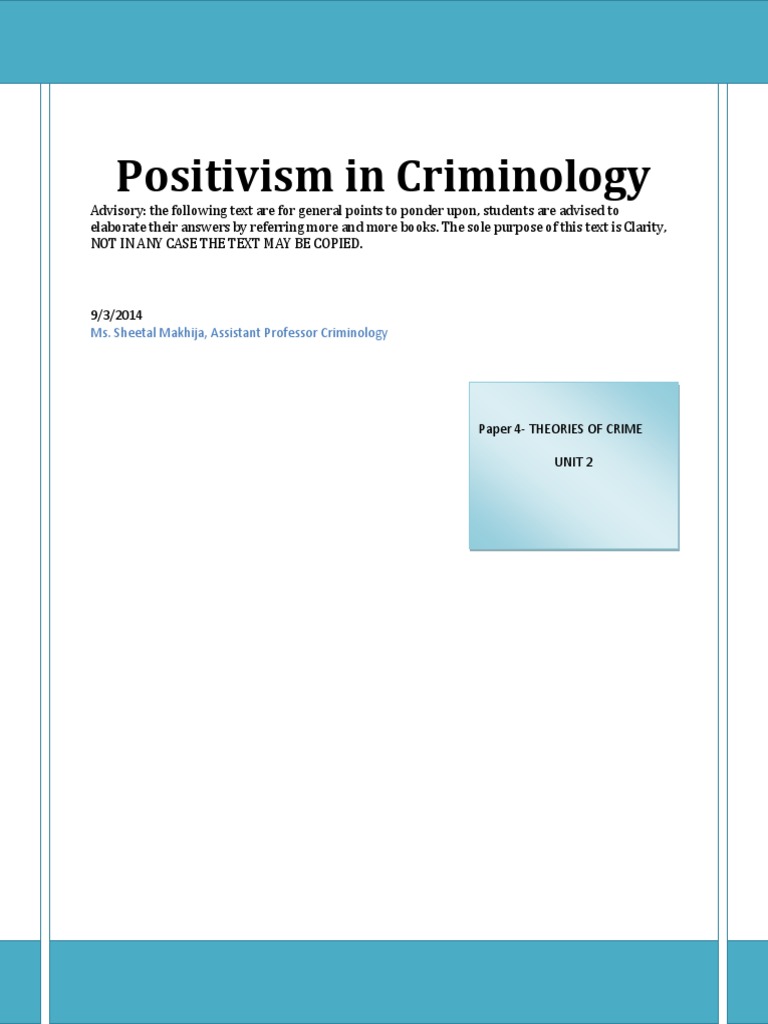 Positivist School | PDF | Positivism | Criminology