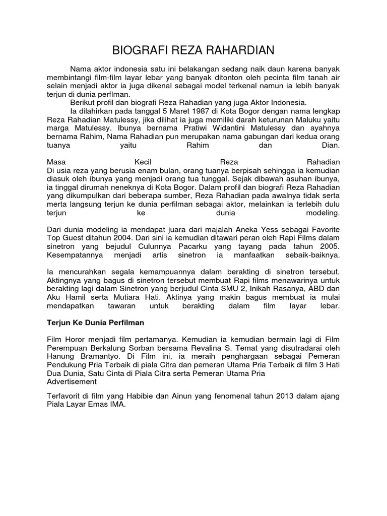 Biografi Reza Rahardian | PDF