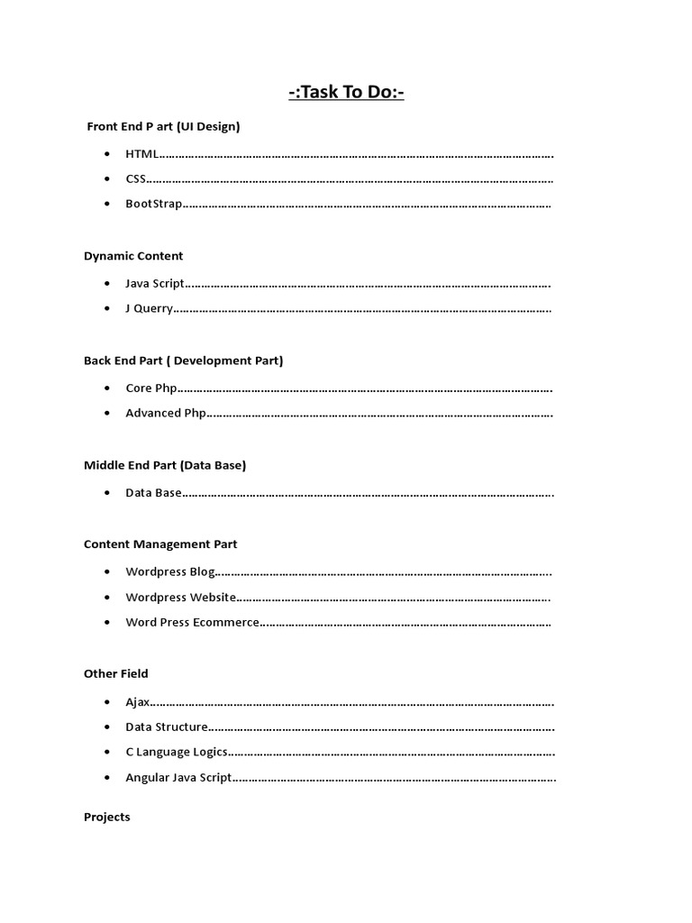 task To Do:-: Front End P Art (UI Design) | PDF | Cyberspace | Software