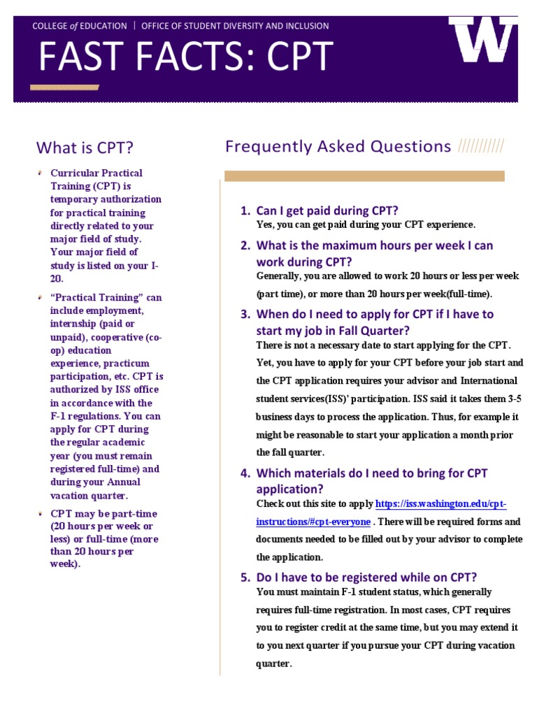 Fast Facts: CPT: What Is CPT? Frequently Asked Questions | PDF ...