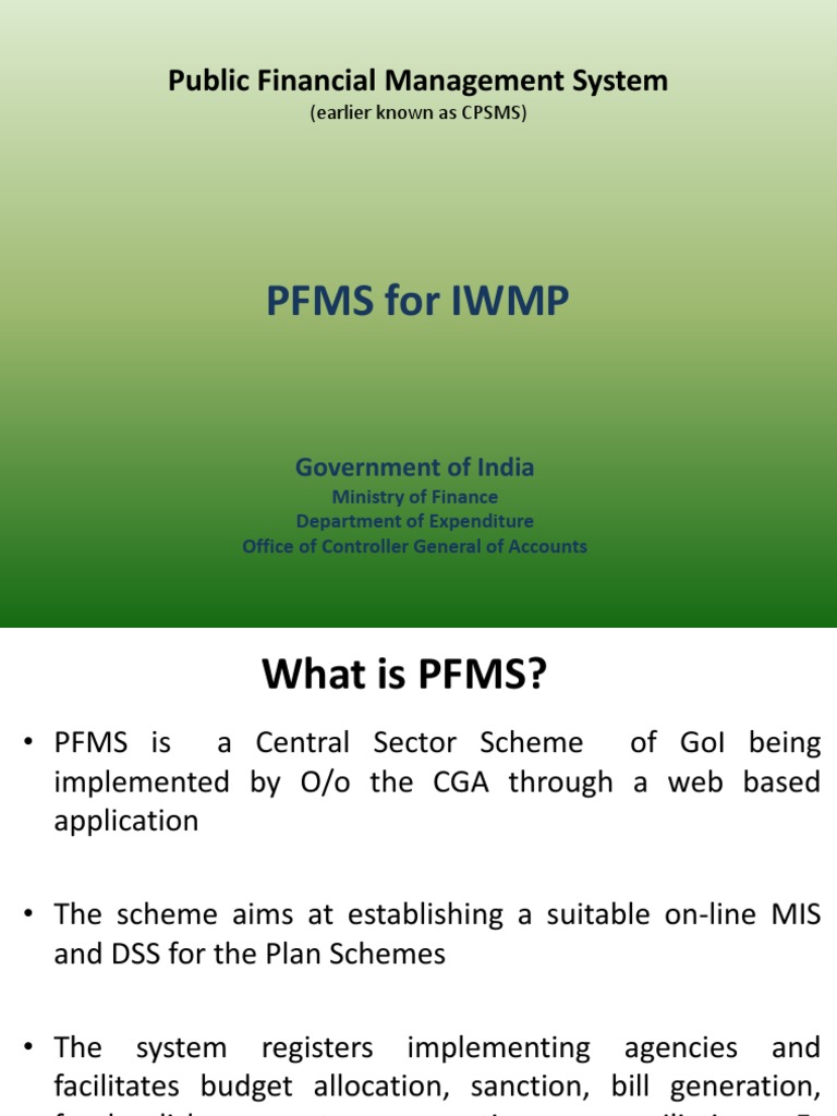 PFMS For IMWP - An Overview | PDF | Cheque | Economies