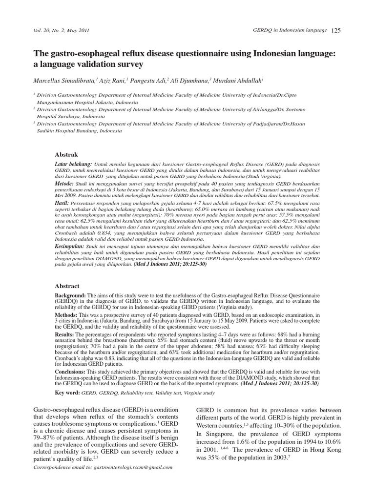 Gerdq PDF | PDF | Gastroesophageal Reflux Disease | Heartburn