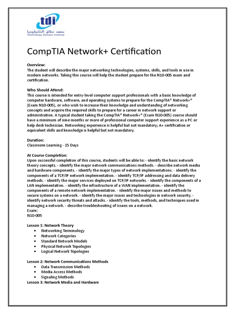 CompTIA Network+ | PDF | Comp Tia | Computer Network