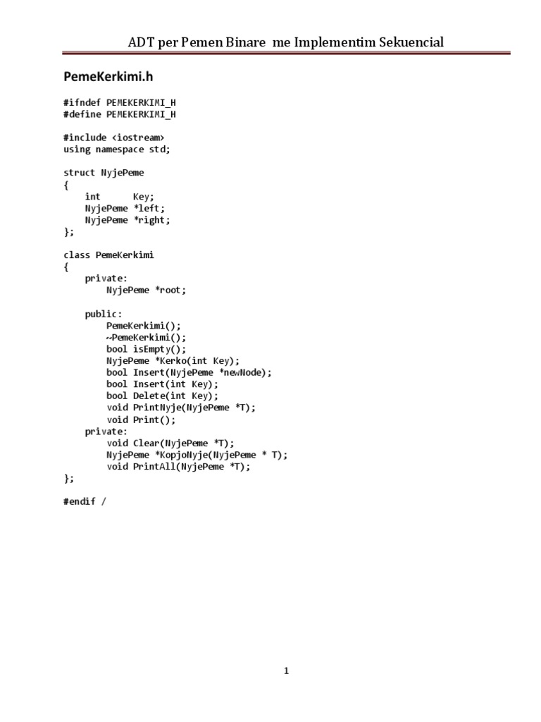 Pema Binare e Kerkimit - Implementim Me Pointera PDF | PDF