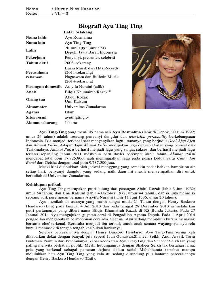 Biografi Ayu Ting Ting | PDF