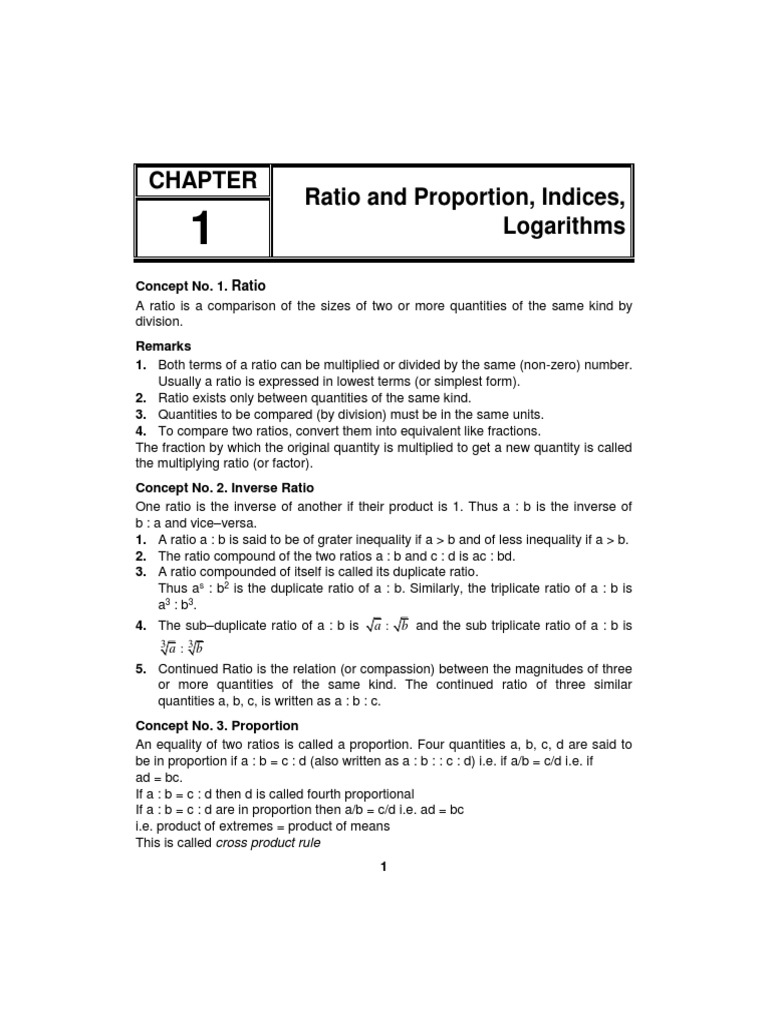 Ratio, Proportion, Indices & Logarithms | PDF | Ratio | Fraction (Mathematics)