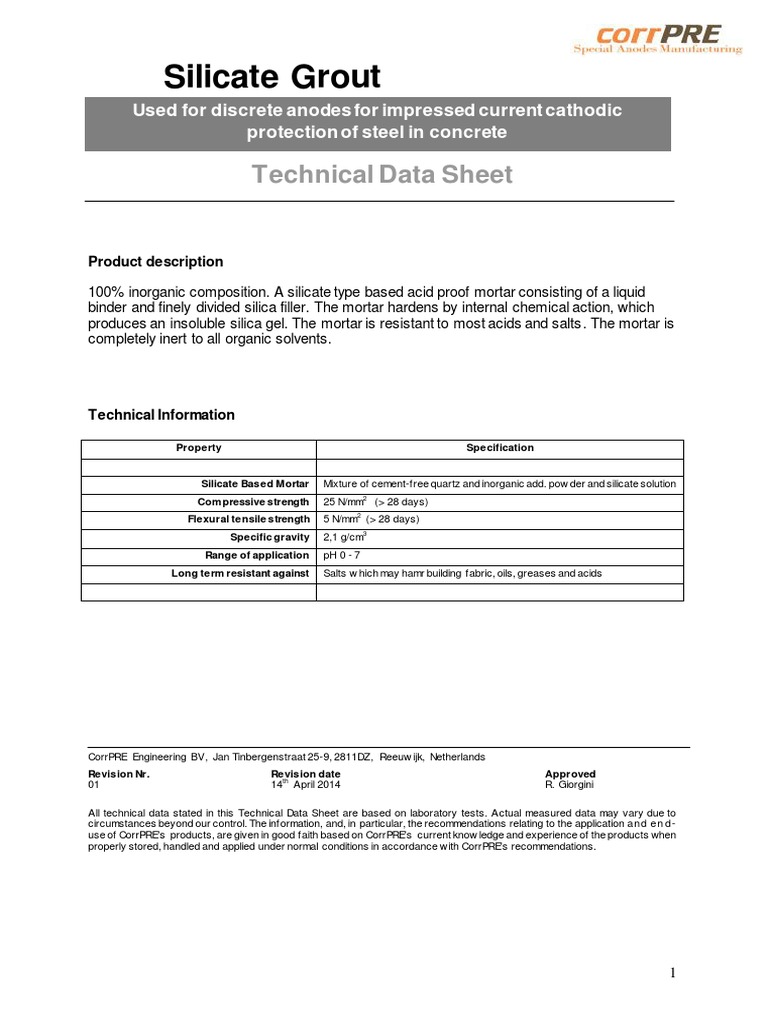 Silicate Grout - TDS | PDF