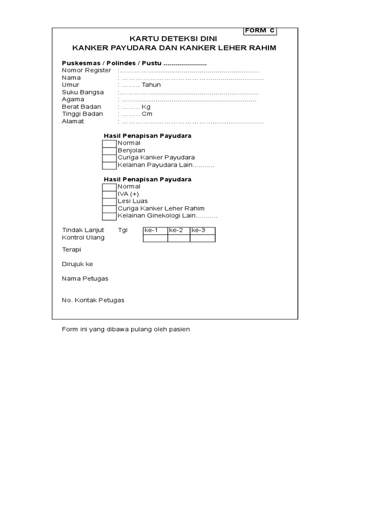 Formulir Deteksi Dini Kanker IVA | PDF