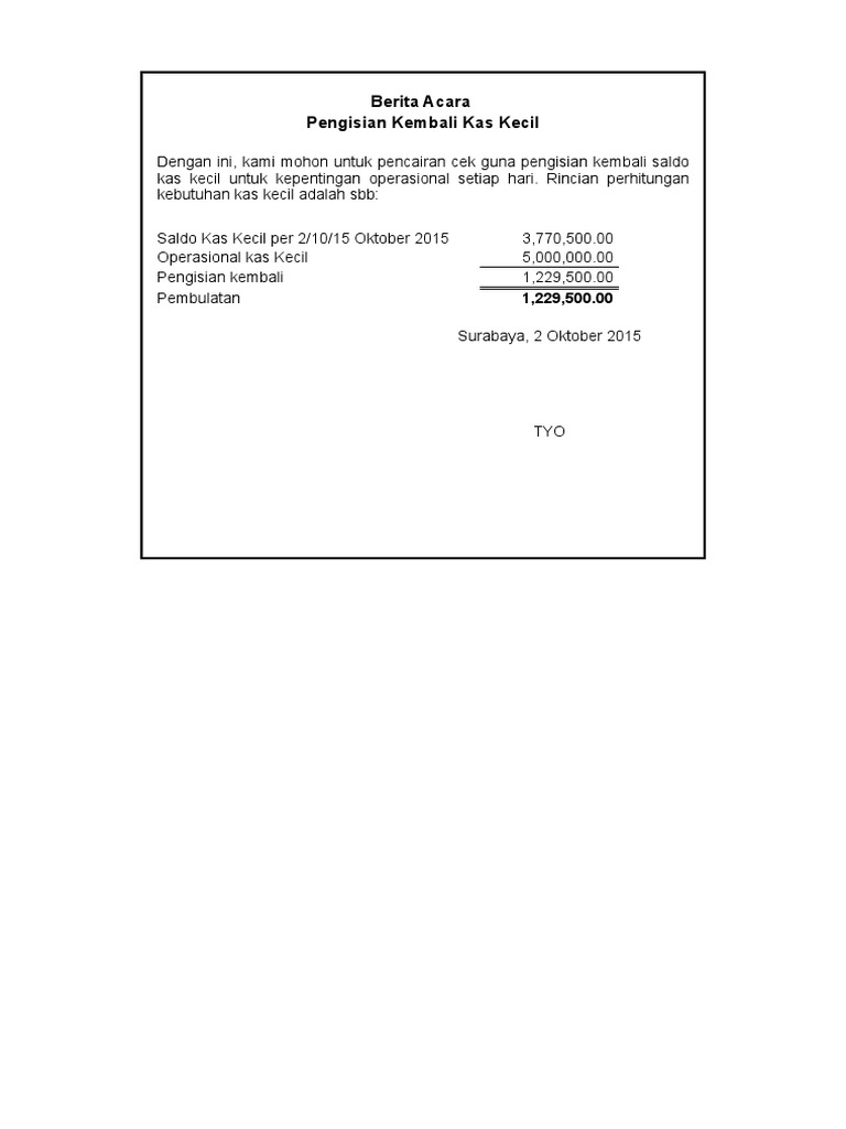 Contoh Laporan Petty Cash | PDF