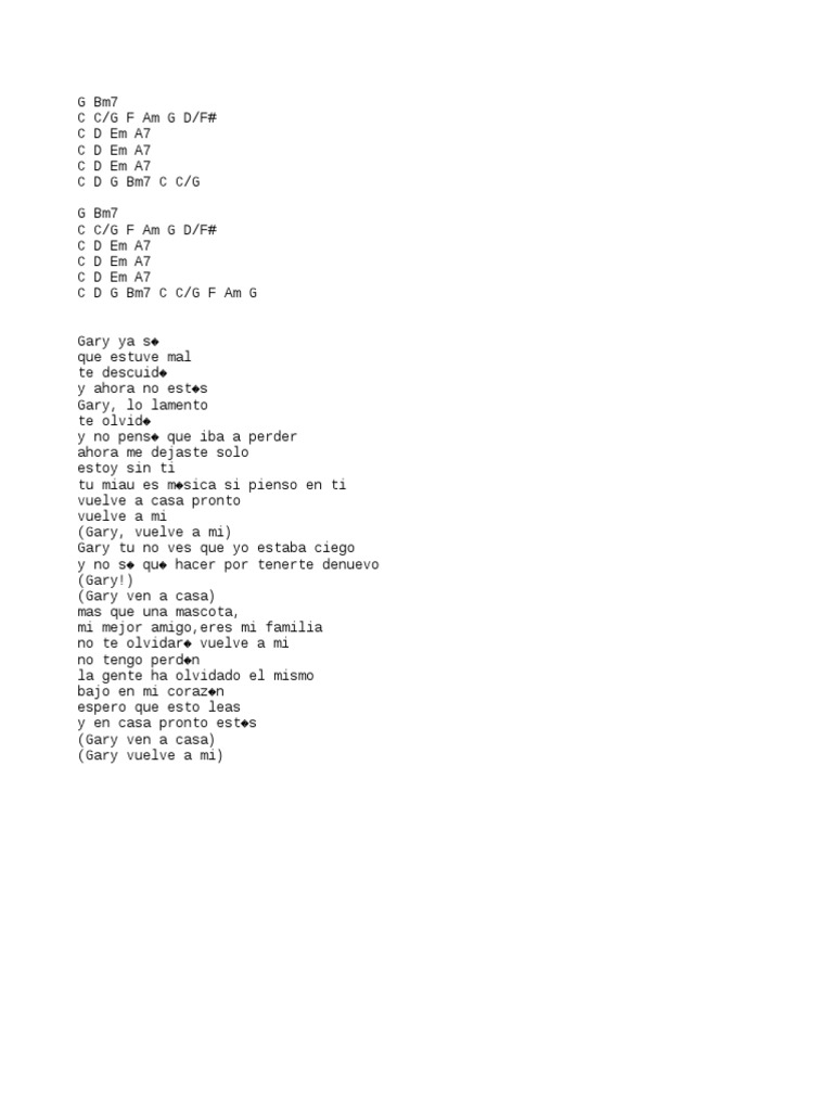 Gary, vuelve a casa: letra y acordes | PDF
