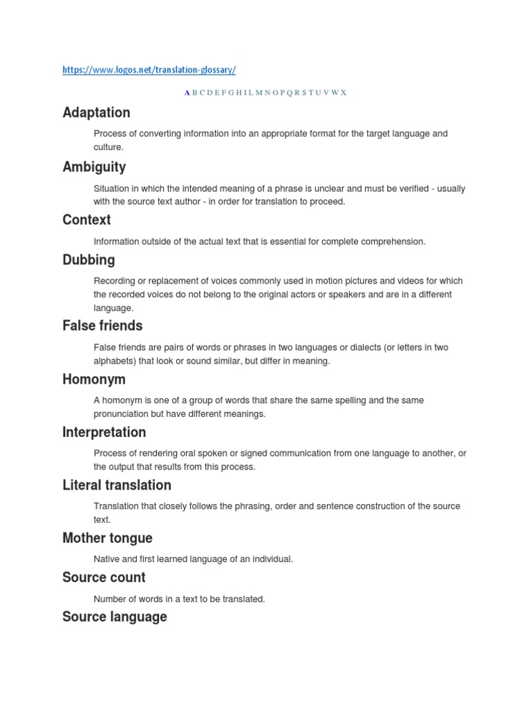 Basic Terms | PDF | Translations | Applied Linguistics