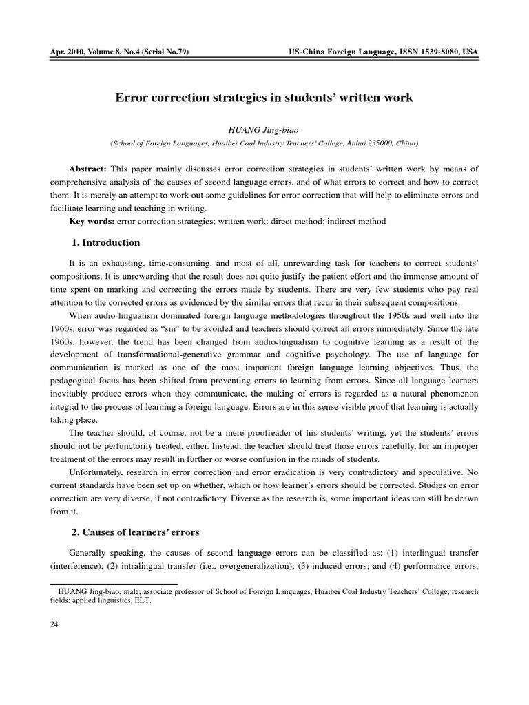 Error Correction Strategies | PDF | Second Language | Language Education