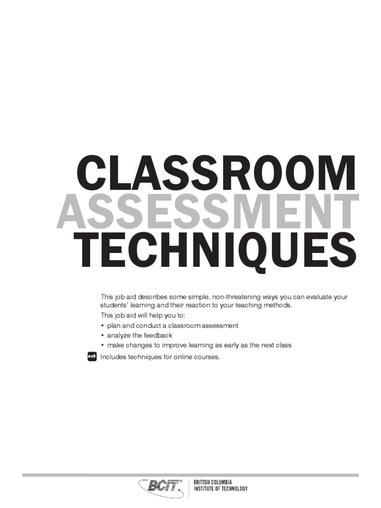 Classroom Assessment Techniques | PDF | Educational Assessment ...
