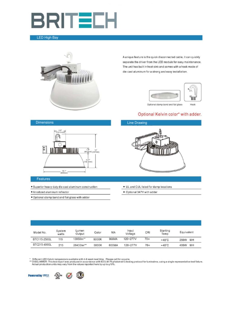 Britech BTC Led High Bay | PDF