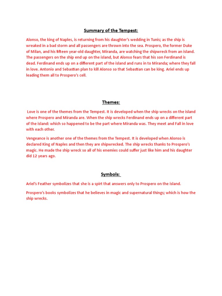 Summary of The Tempest | PDF