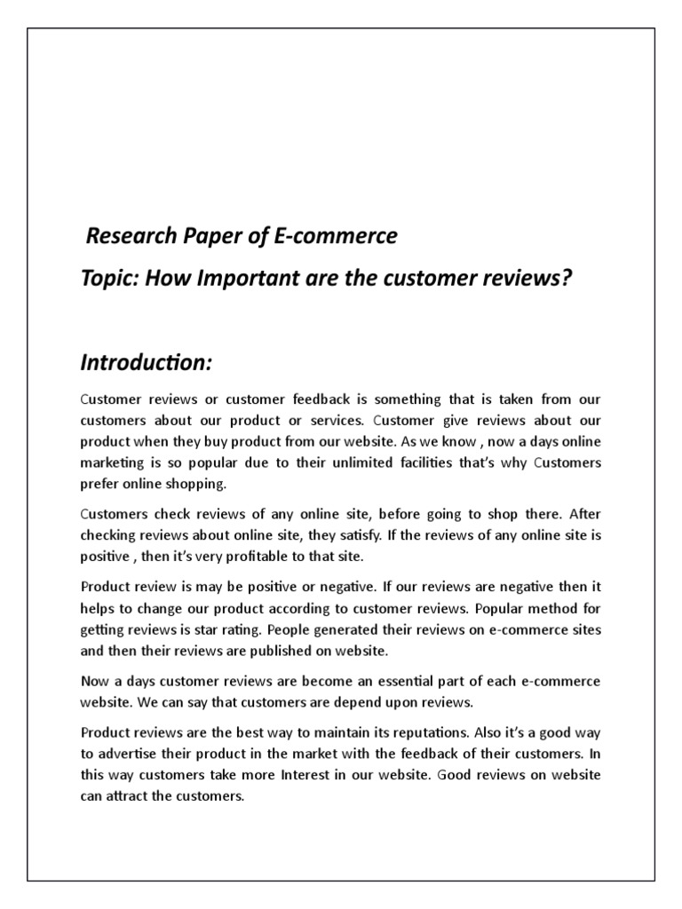 Importance of Customer Reviews in E-commerce | PDF | Bias | Cognition