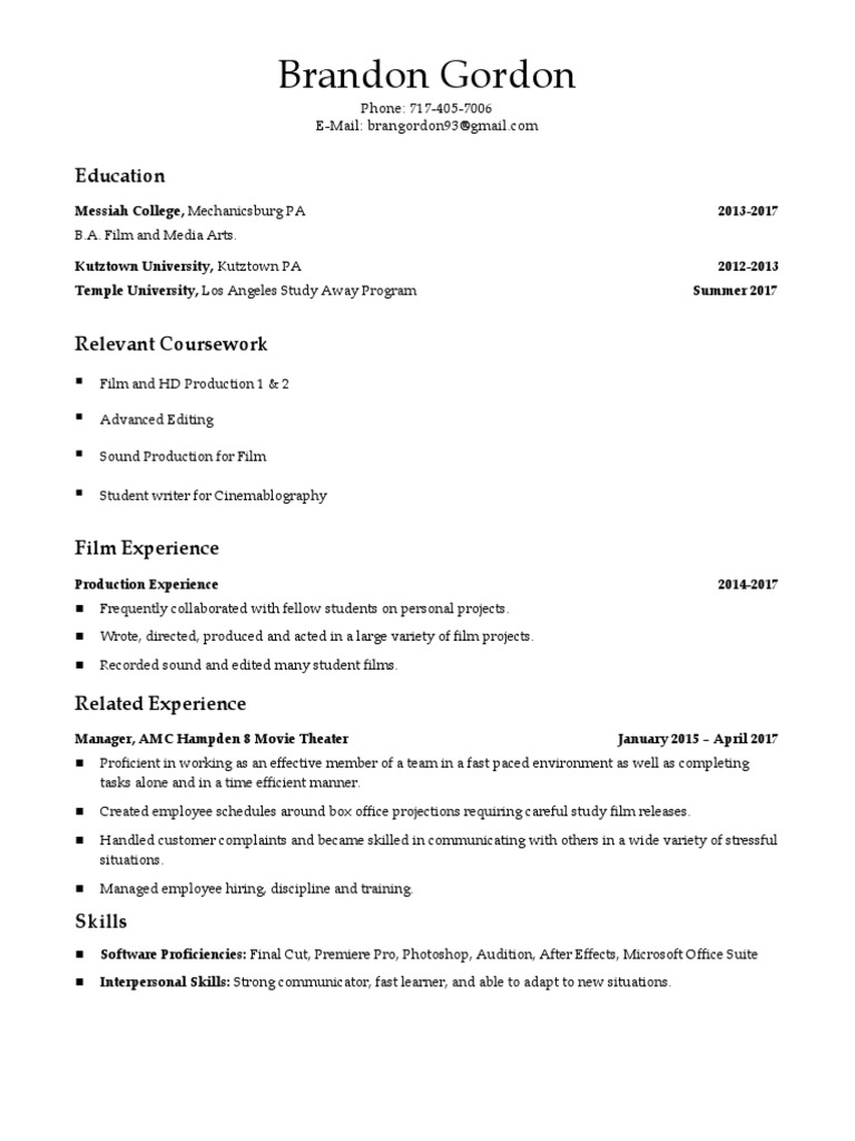 Brandon Gordon Resume | PDF
