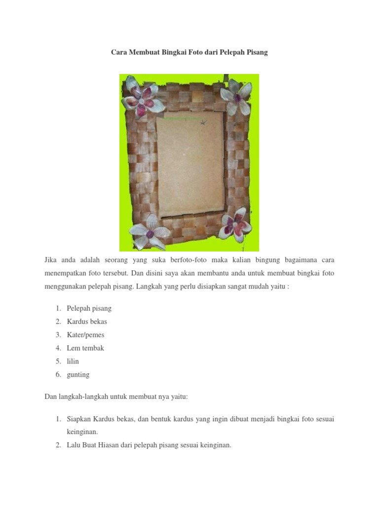 Cara Membuat Bingkai Foto Dari Pelepah Pisang | PDF
