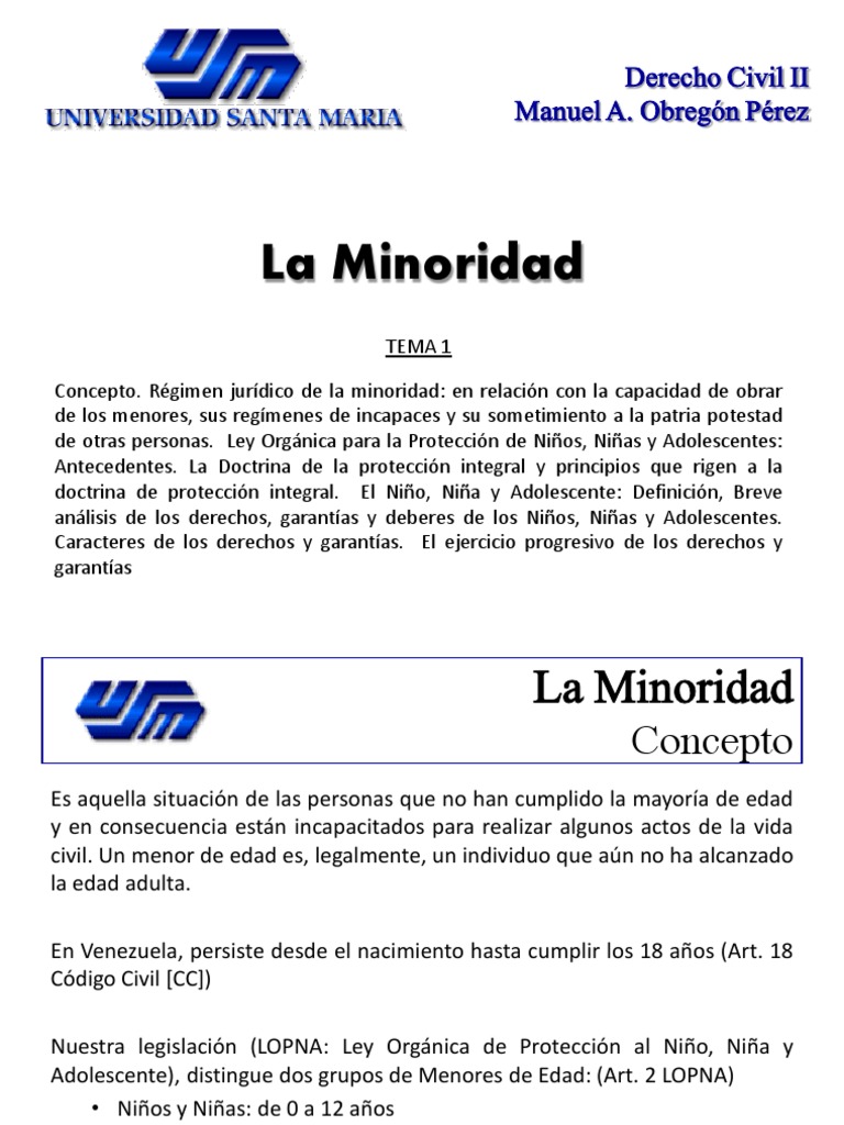 Tema 1 - La Minoridad PDF | PDF | Menor (ley) | Derechos