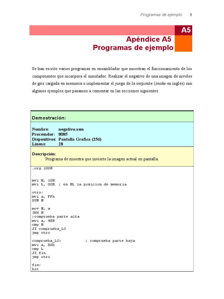 Programas de Ejemplo | PDF | Poco | Microprocesador