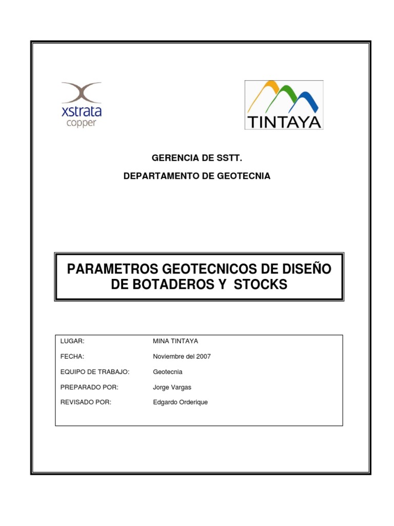 Parámetros Geotécnicos en Botaderos y Stocks | PDF | Suelo | Roca ...