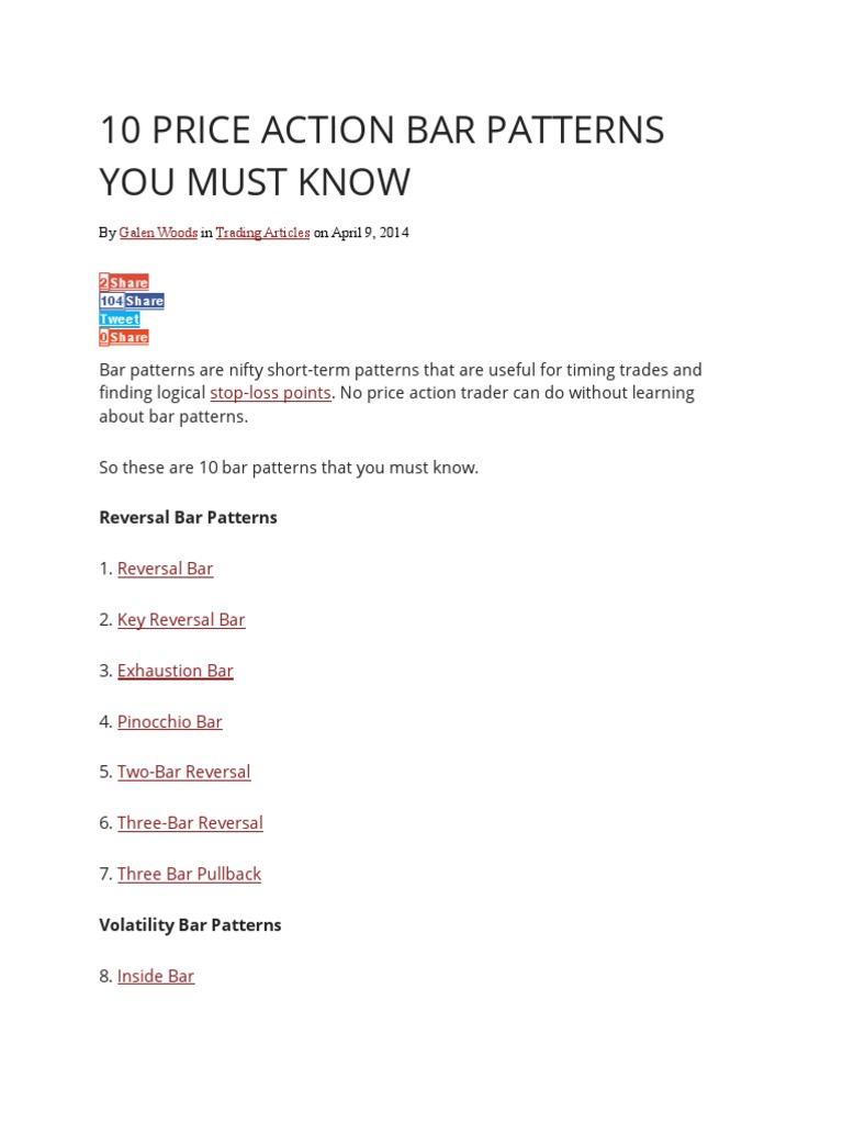 10 Price Action Bar Patterns You Must Know | PDF | Market Trend | Investing