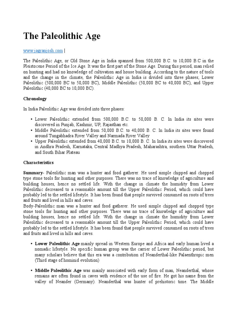 Pre and Protohistory | PDF | Paleolithic | Neolithic